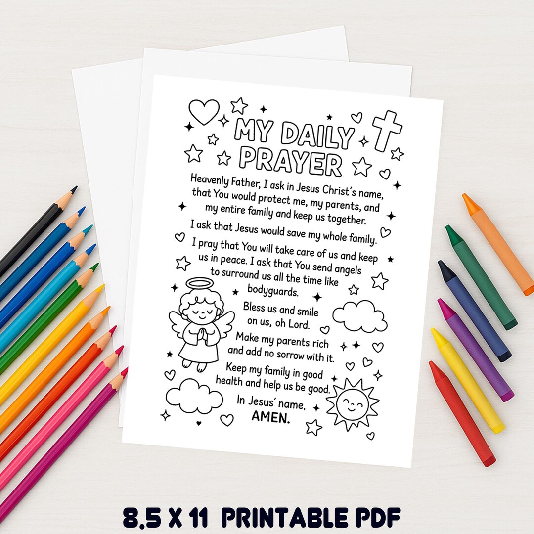 My Daily Prayer Coloring Page: Christian Kids Activity (digital ...