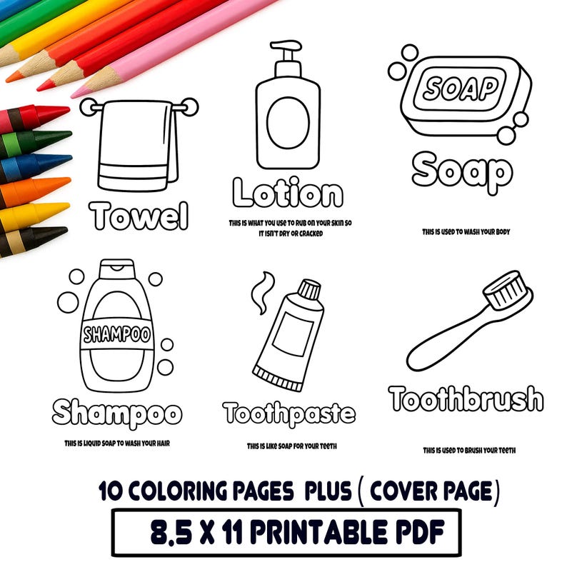 Hygiene Coloring Book for Kids: Educational Self-care Activity ...