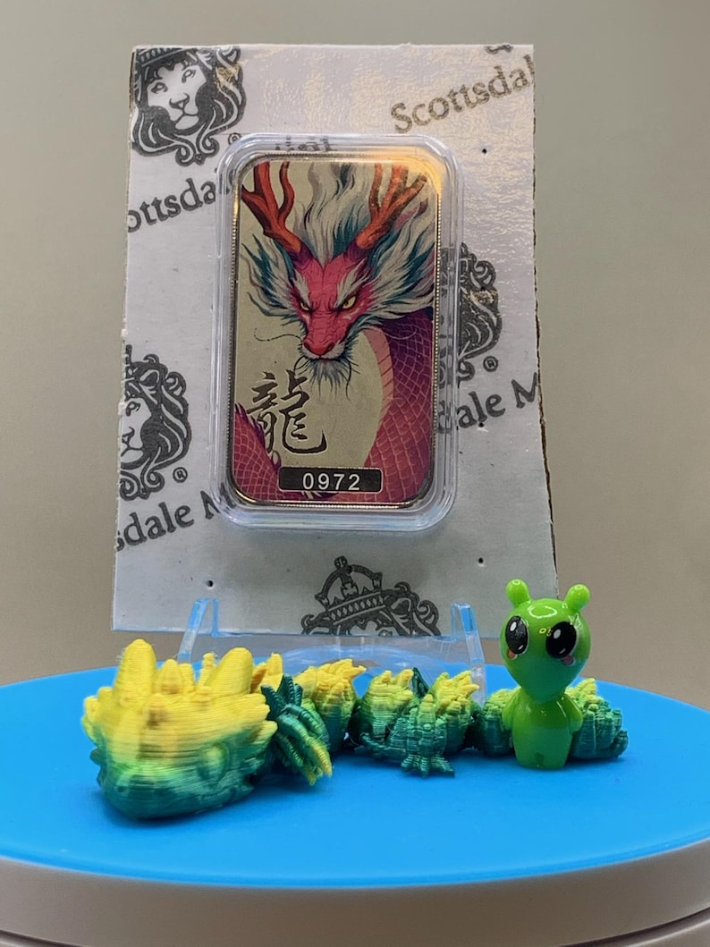 1 Oz Silver Colorized Lucky Dragon Bar "xuánhuá" | Limited Mintage 1716 ...