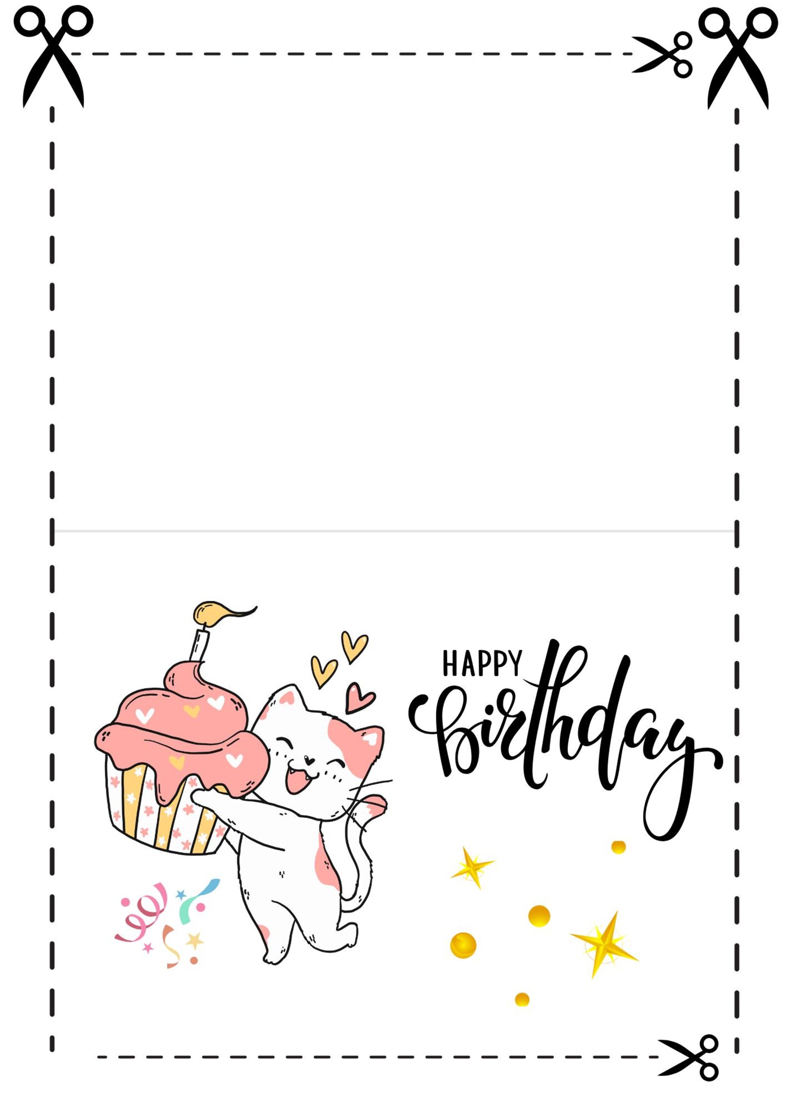 Cat Birthday Card: Printable Digital Download - Etsy
