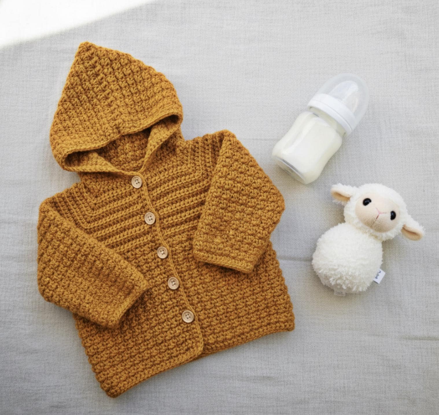 Hooded Baby Jacket & Cardigan | Lemon Peel Stitch Sweater Pattern for ...