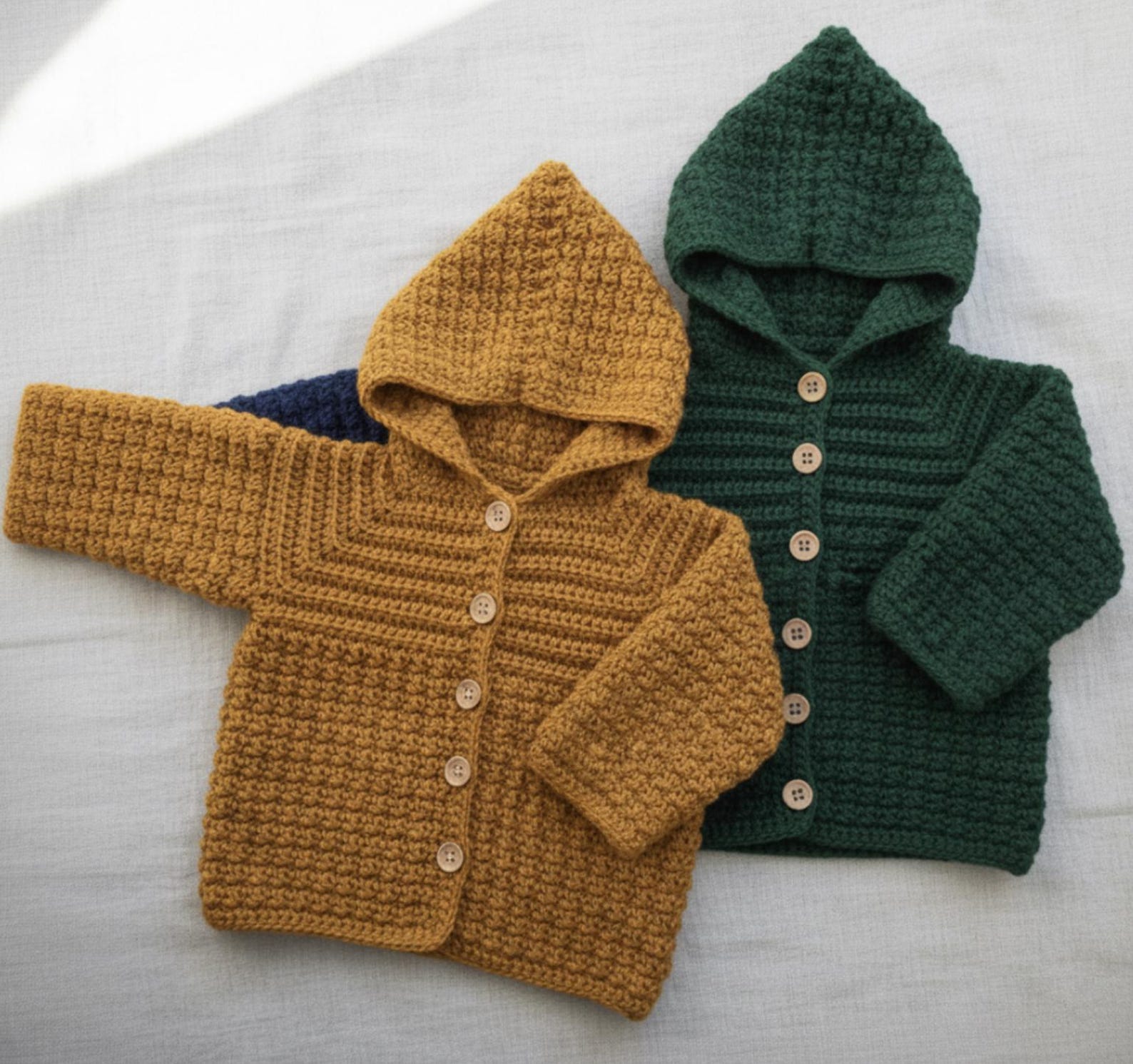 Hooded Baby Jacket & Cardigan | Lemon Peel Stitch Sweater Pattern for ...