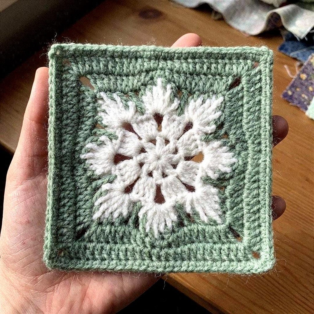 Snowflake Granny Square Pattern PDF | Winter Crochet Square | Afghan ...
