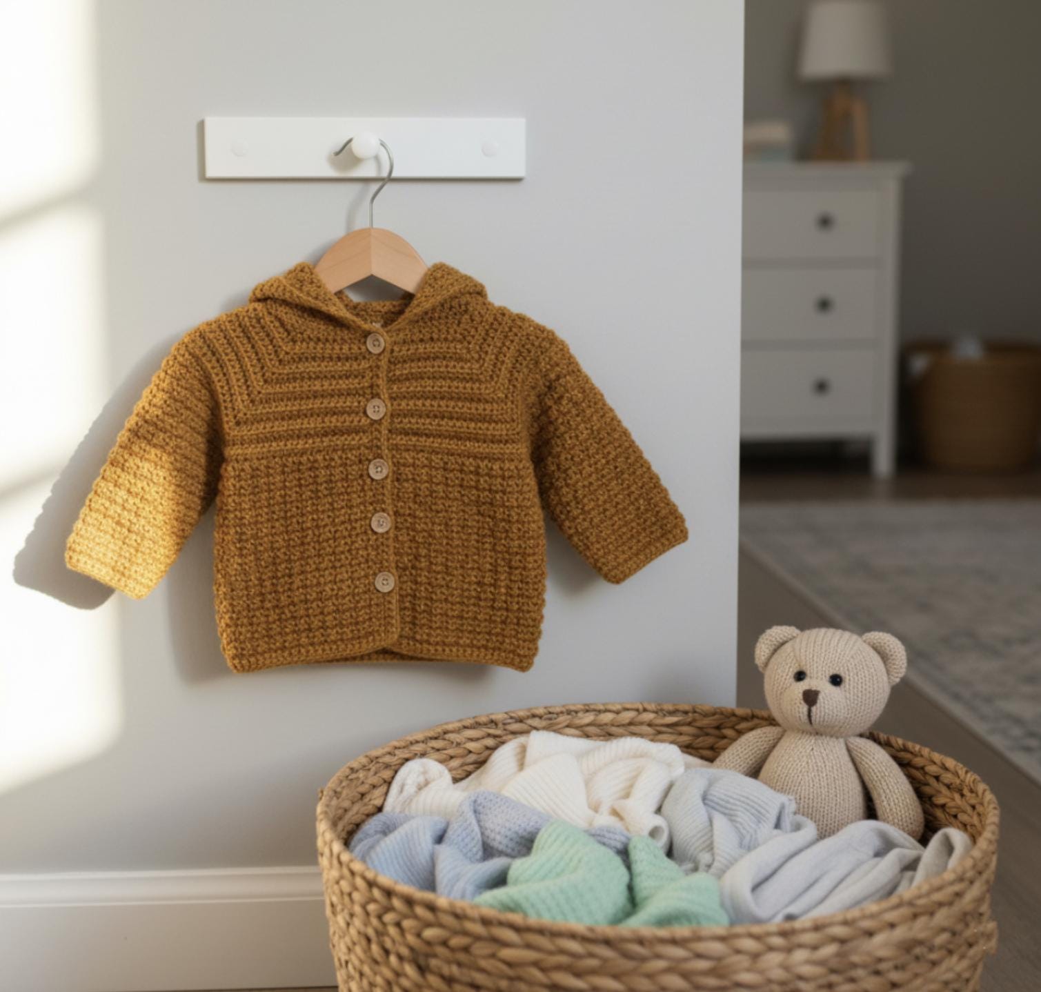 Hooded Baby Jacket & Cardigan | Lemon Peel Stitch Sweater Pattern for ...
