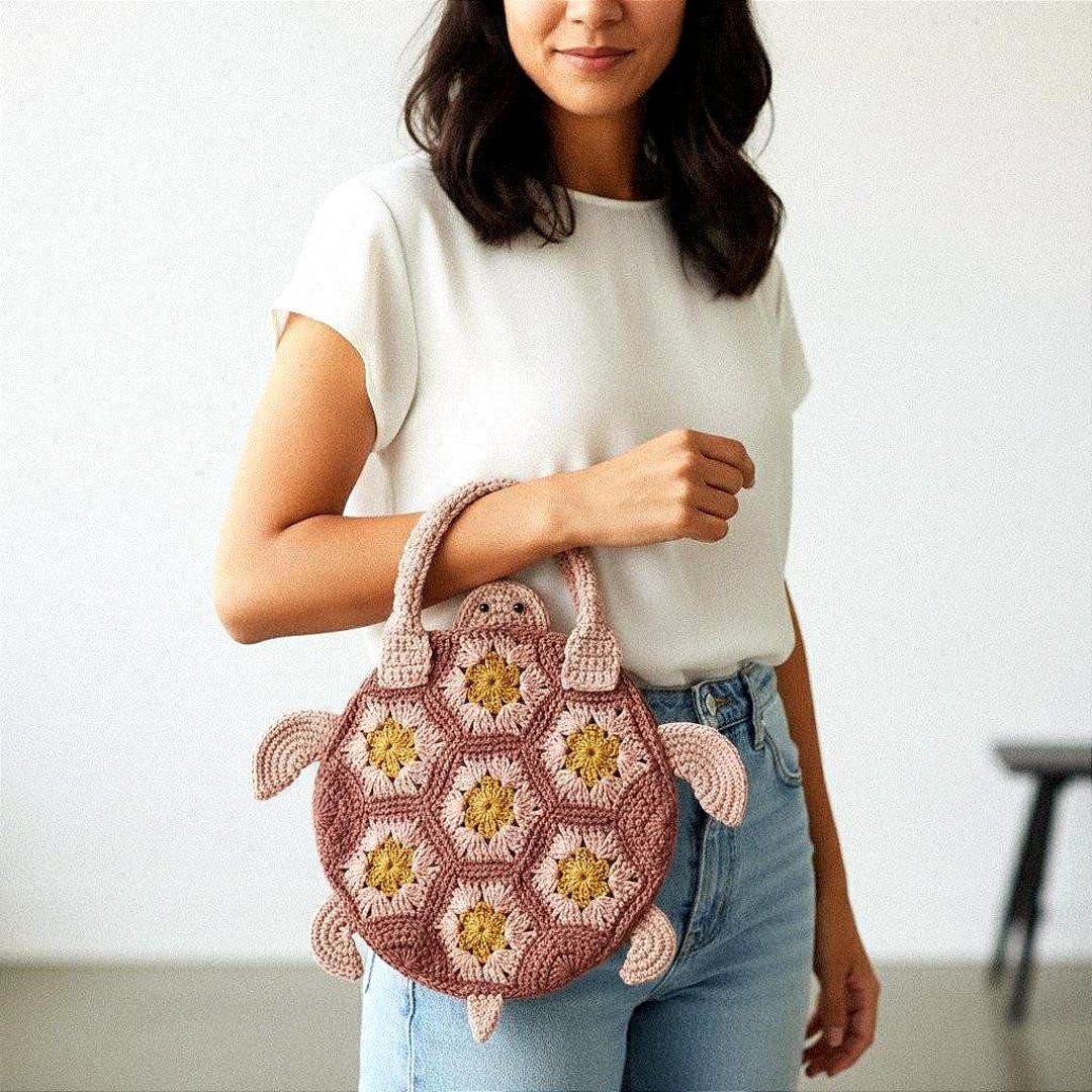 Sea Turtle Tote Bag Crochet Pattern PDF | Hexagon Ocean Beach Bag ...