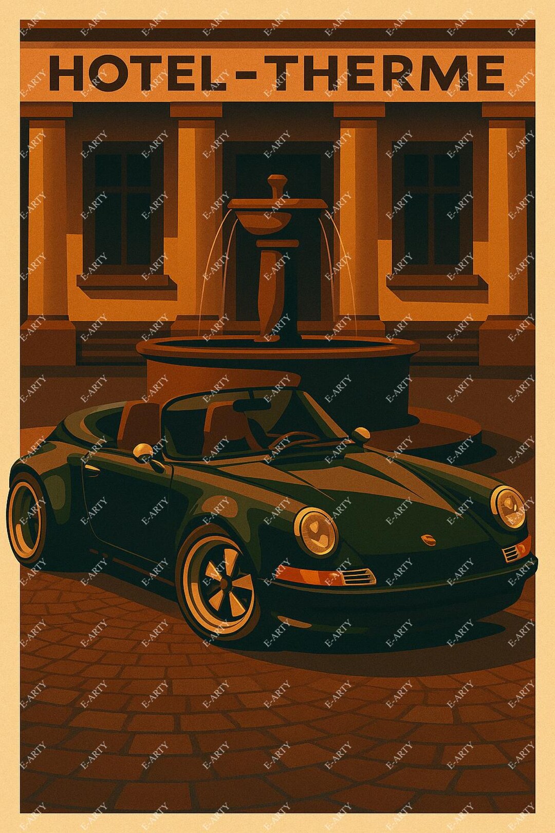 Vintage Porsche 911 Hotel Therme Poster | Vintage Porsche 911 Wall Art ...