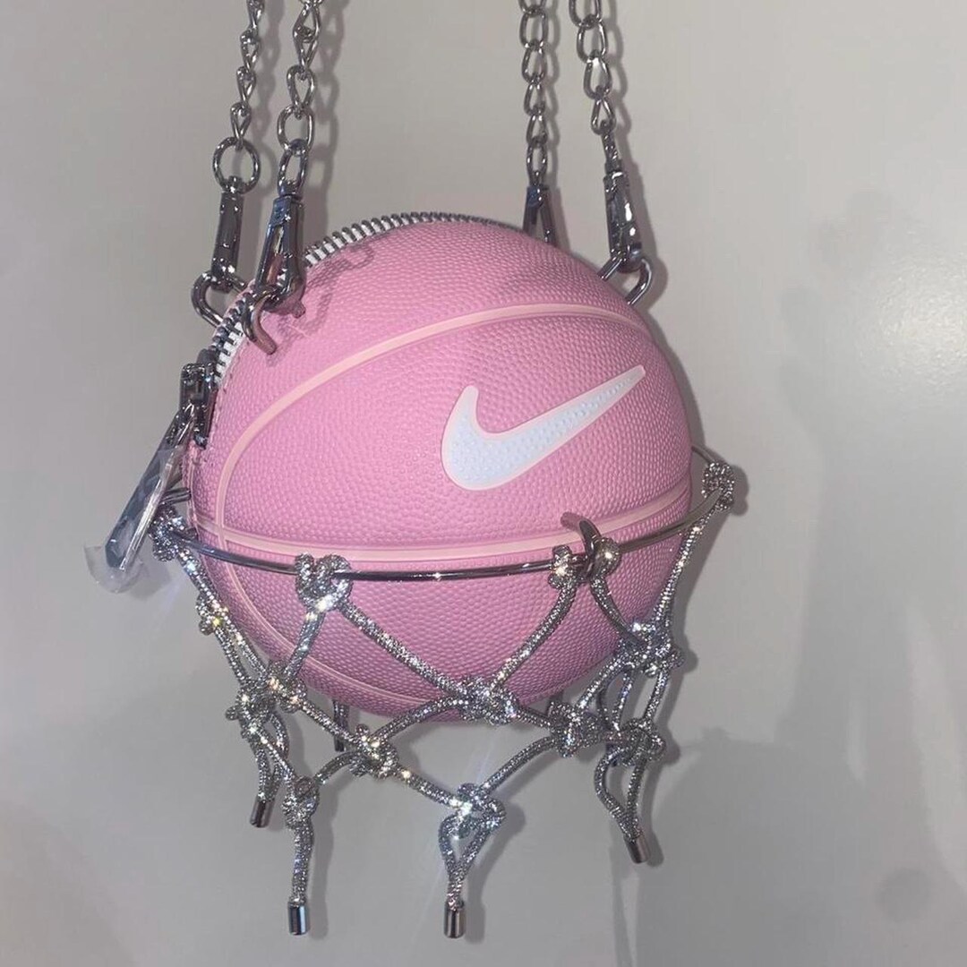 100% Handmade Pink Mini Basketball Purse With Rhinestone Net, One and ...