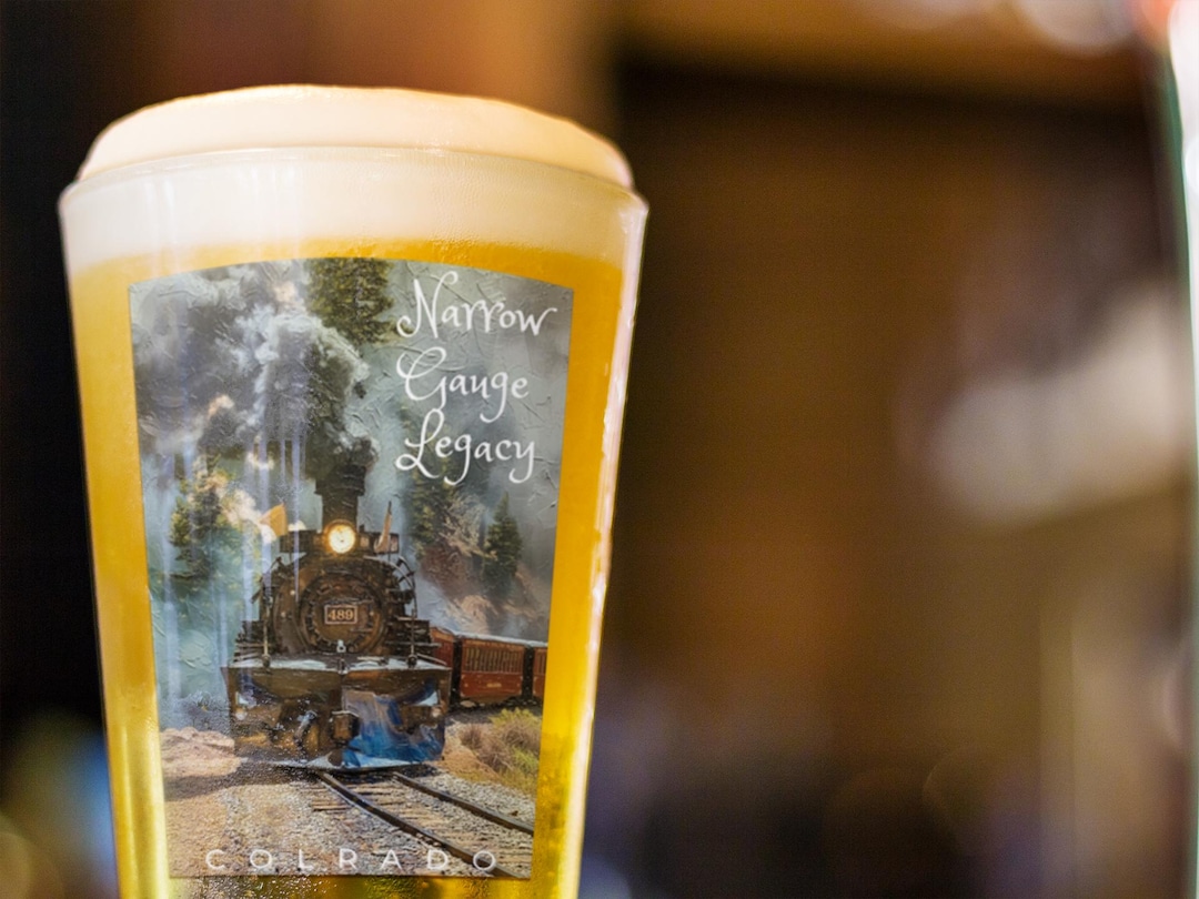 Colorado Narrow Gauge Steam Train Pint Glass, Historic Railroad Beer ...