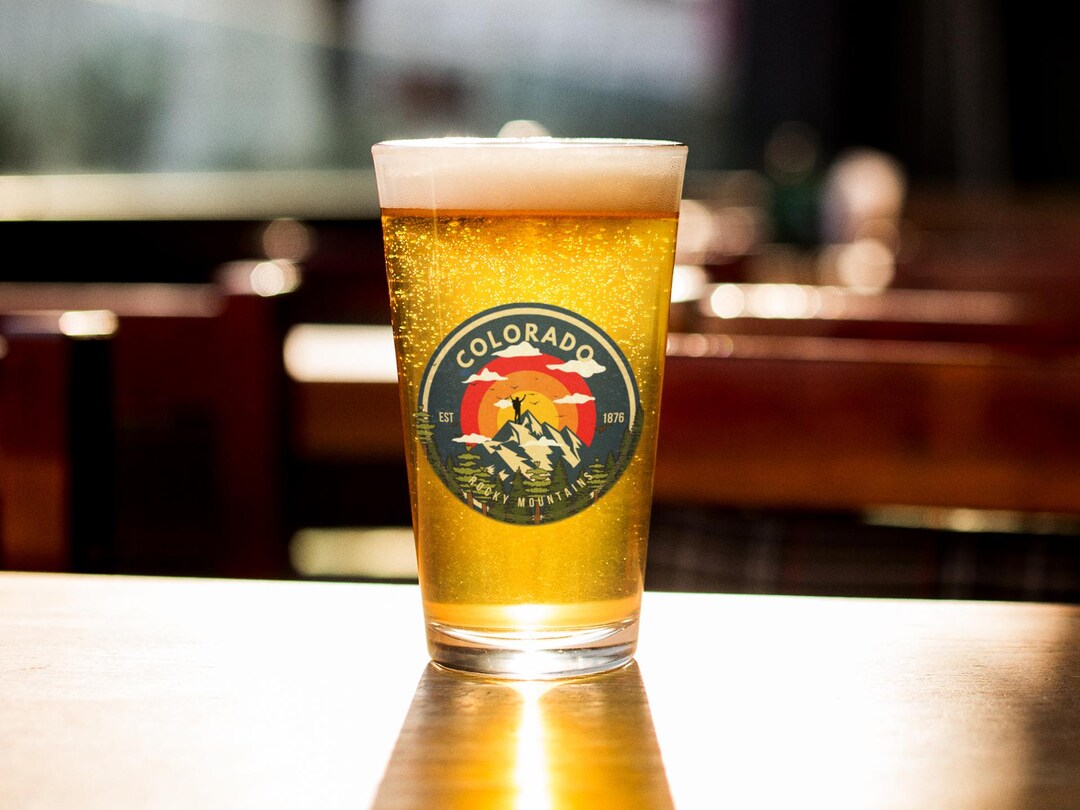 Retro Colorado Pint Glass, Rocky Mountains Design - Etsy