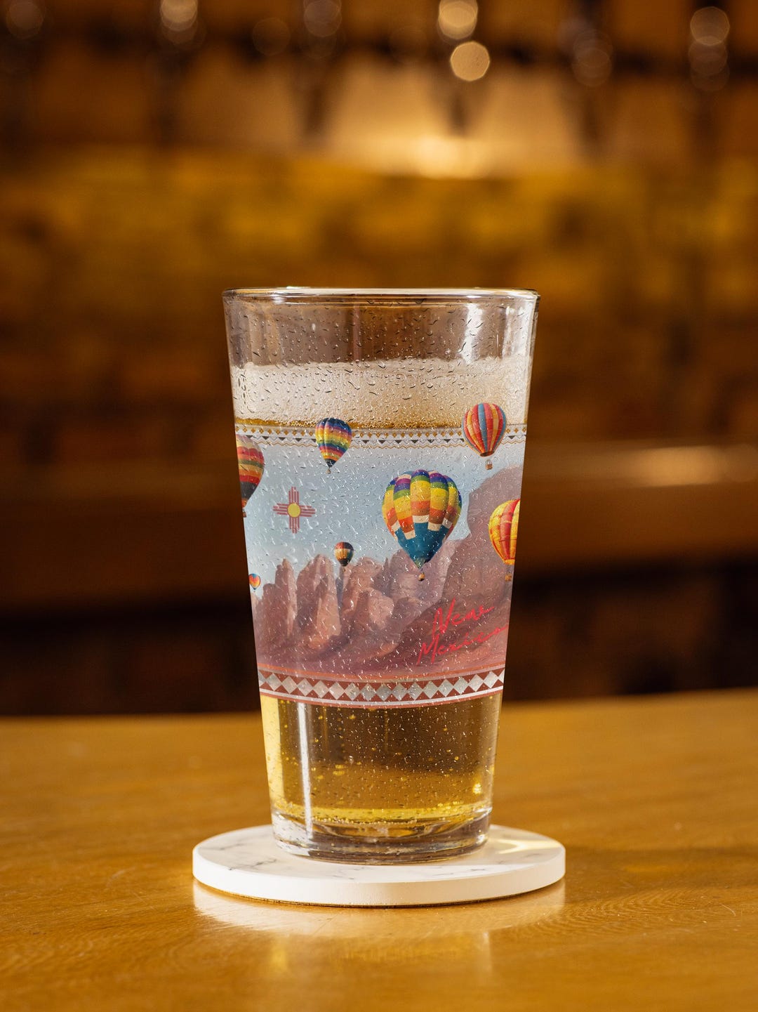 Colorful Hot Air Balloon Mixing Glass, 16oz Cocktail Glass, Unique ...