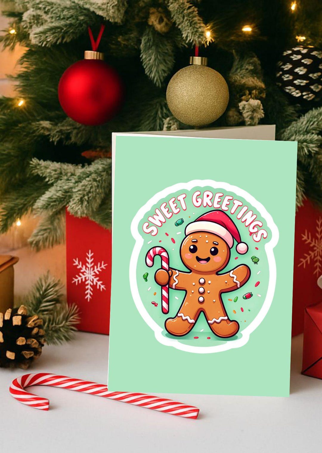 Sweet Greetings Card, Funny Gingerbread Christmas Card Digital Download ...