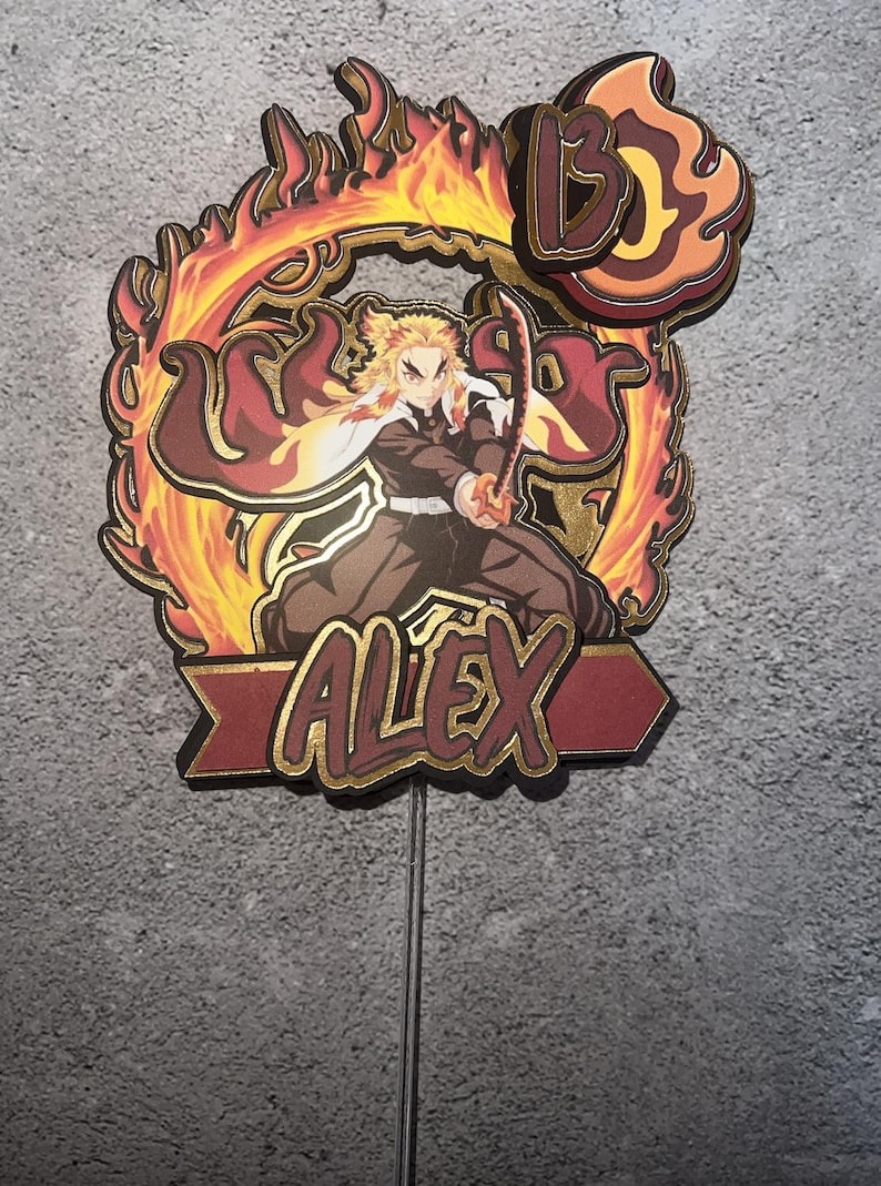Rengoku Demon Slayer Cake Topper: Custom Anime Birthday Cake Decor - Etsy