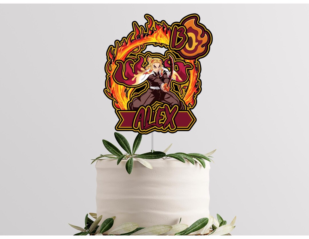 Rengoku Demon Slayer Cake Topper: Custom Anime Birthday Cake Decor - Etsy