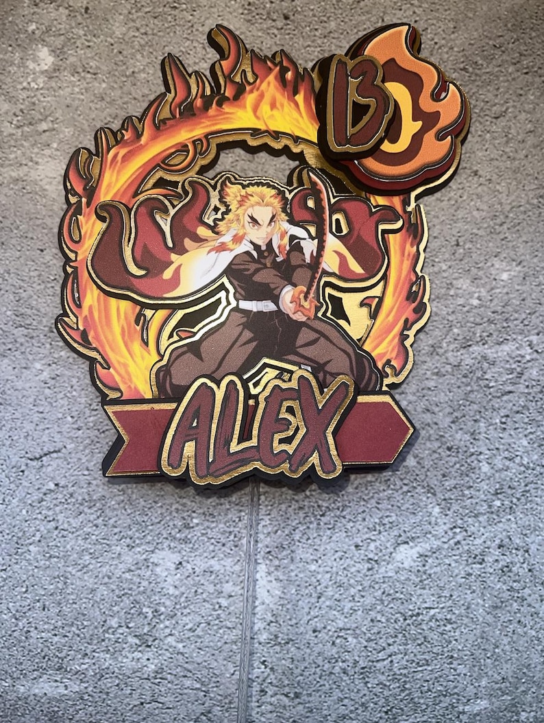 Rengoku Demon Slayer Cake Topper: Custom Anime Birthday Cake Decor - Etsy