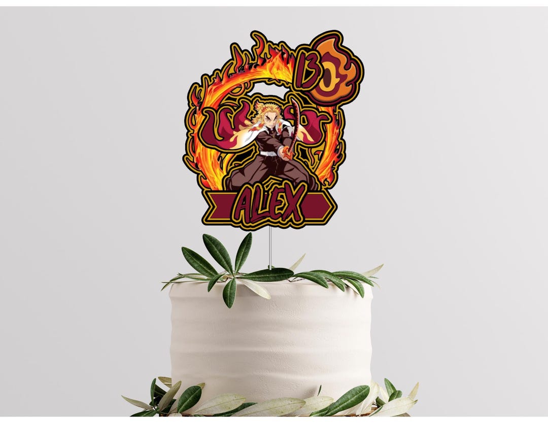 Demon Slayer Cake Topper: Custom Anime Birthday Cake Decor - Etsy