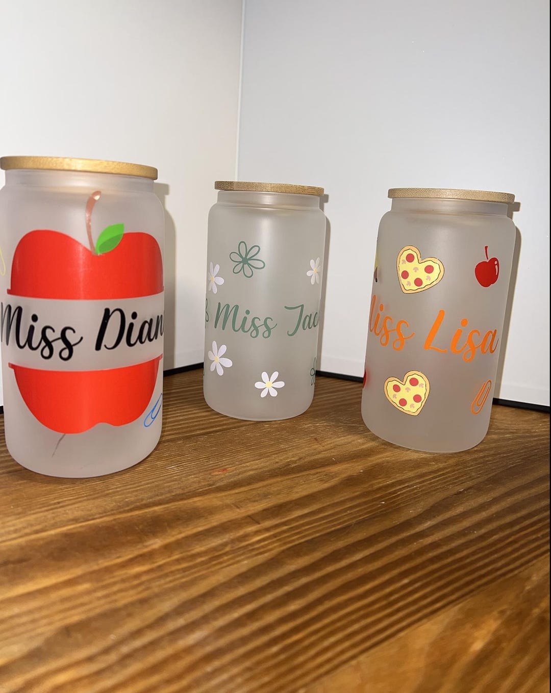 Custom Teacher Libbey Glass Cup: 16oz With Lid & Straw - Etsy