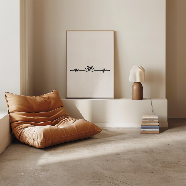 Cycling Posters | Bicycle ECG Line Wall Art | Modern Cycling Poster ...