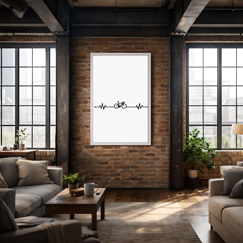 Cycling Posters | Bicycle ECG Line Wall Art | Modern Cycling Poster ...