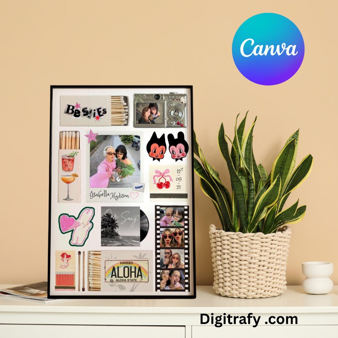 Besties Collage Frame | Custom Friend Photo Wall Art | Digital Download ...