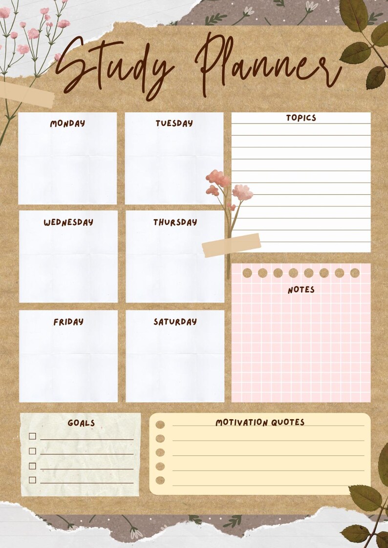 Aesthetic Weekly Study Planner | Printable Student Planner | Study ...