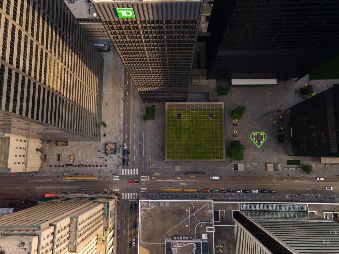 Toronto Plaza Aerial — TD Tower, Green Roof, Heart Art - Etsy