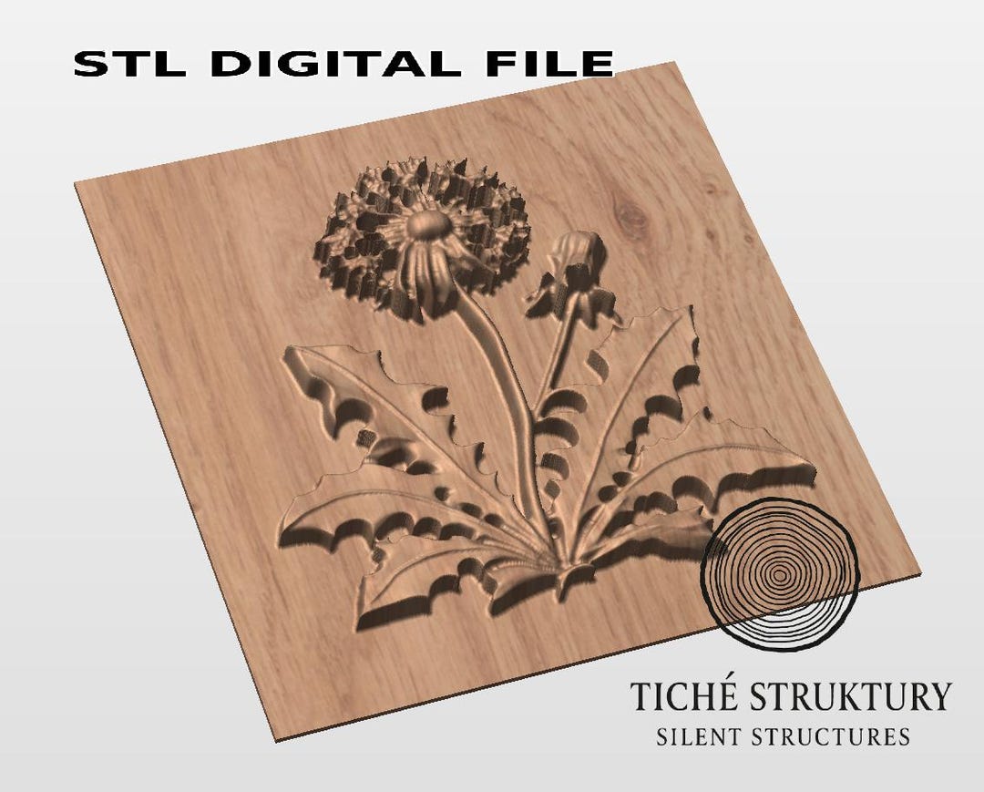 Dandelion 3D STL Model: CNC Carving, Woodworking, 3D Printing (digital ...