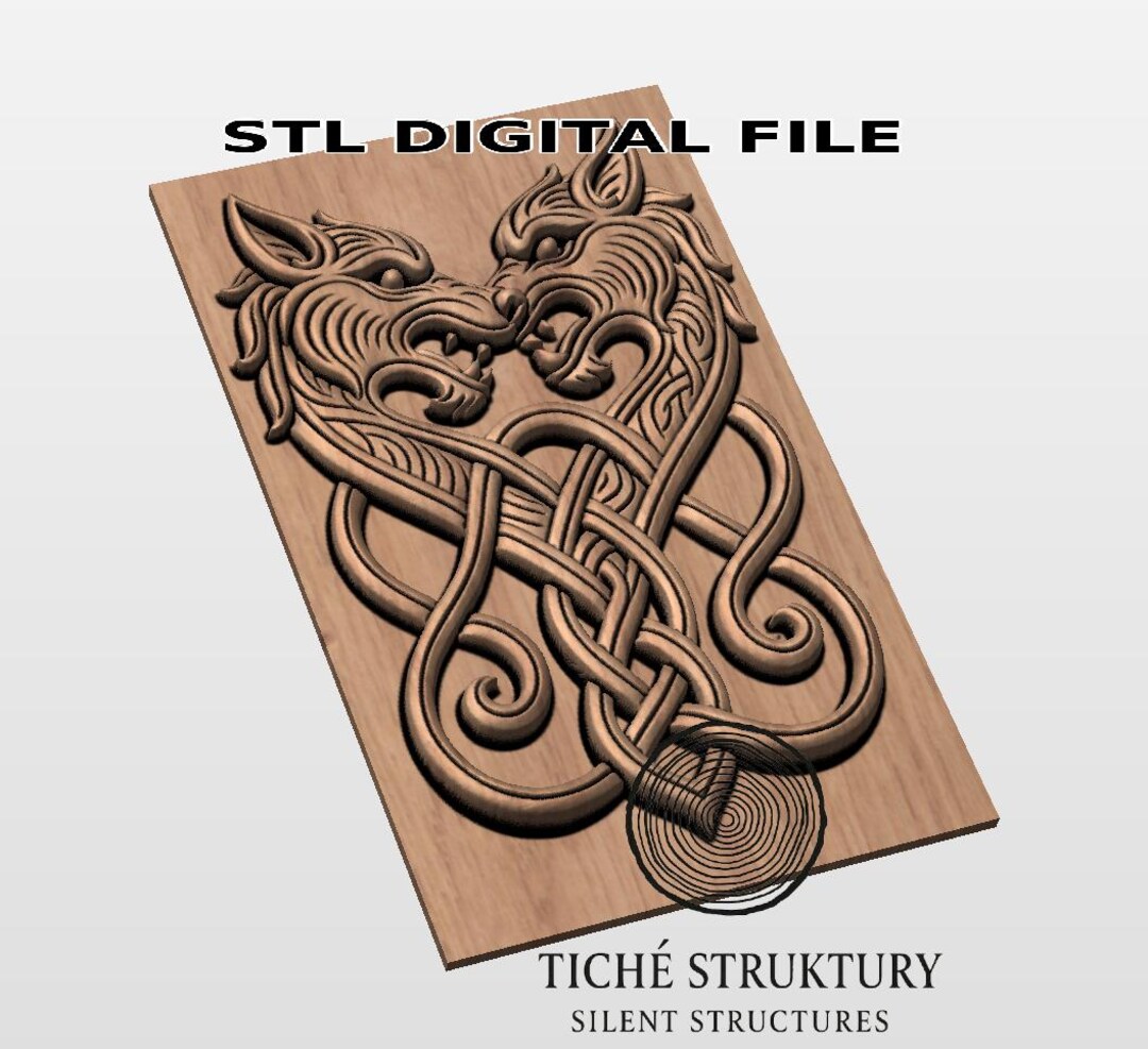 Viking Wolves Knot - 3D STL Model for CNC Carving, Digital Download - Etsy