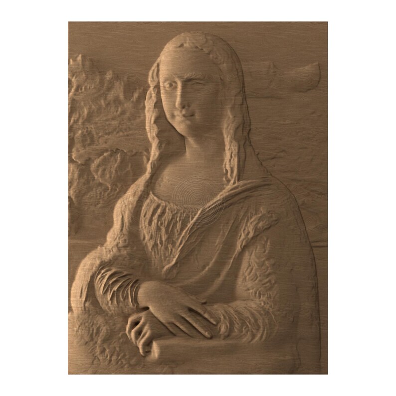 Mona Lisa Portrait STL Model Relief CNC Router Wood Carving & 3D ...