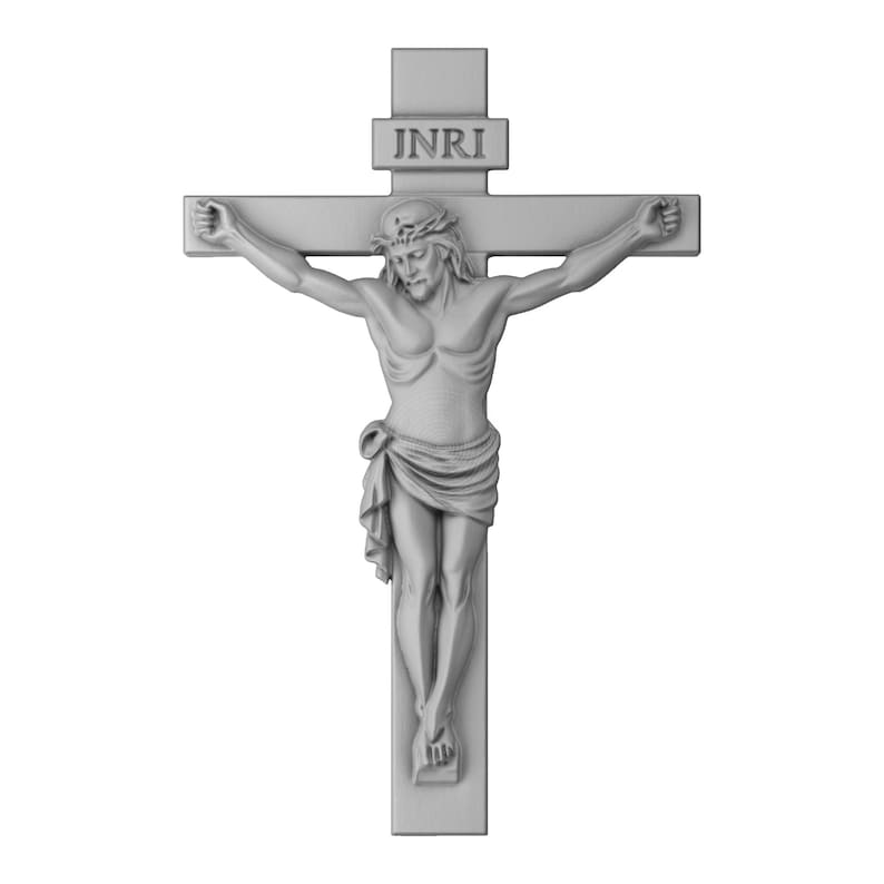 INRI Jesus on the Cross STL File – CNC Wood Carving & 3D Printing ...