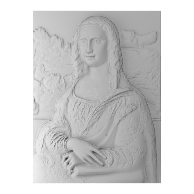 Mona Lisa Portrait STL Model Relief CNC Router Wood Carving & 3D ...