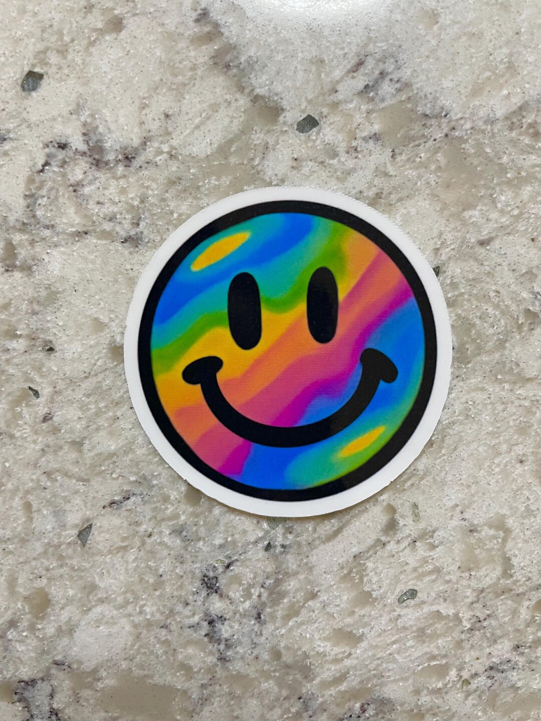 Rainbow Trippy Smiley Face Sticker L Gloss or Holographic Laminate L ...