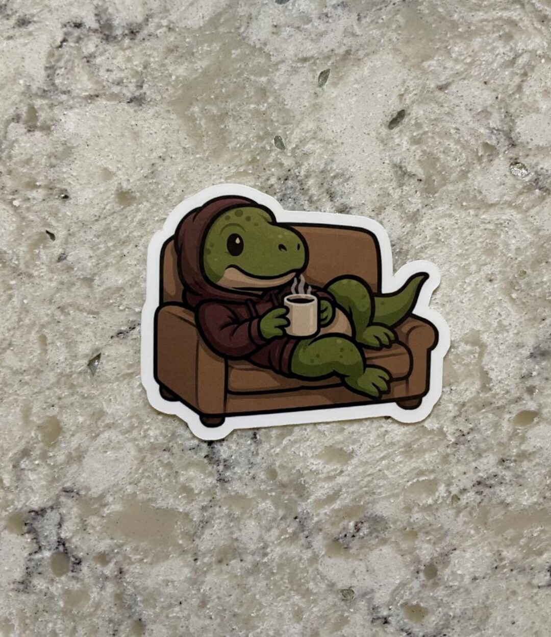 Lazy Day Dinosaur Sticker L Gloss or Holographic Laminate L Waterproof ...