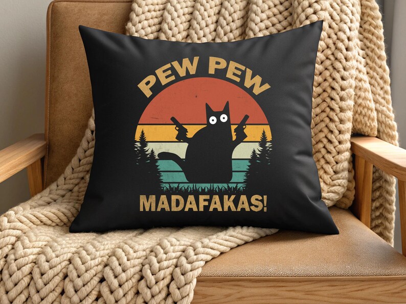 Funny Black Cat SVG: Pew Madafakas Meme, Retro Vintage Cut File - Etsy ...