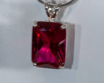 Ruby Necklace for Women Handmade Oval Pendant Long Ruby Pendant July ...