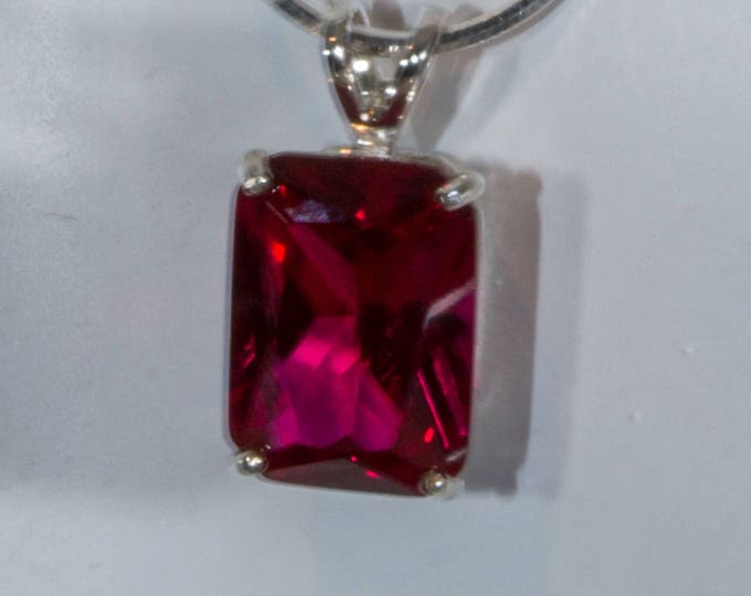 Ruby Necklace for Women Handmade Oval Pendant Long Ruby Pendant July ...