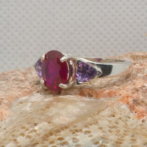 Amethyst Accented Ruby and Sterling Ring. - Etsy