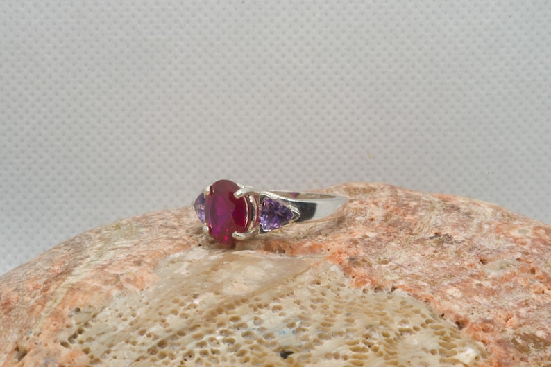Amethyst Accented Ruby and Sterling Ring. - Etsy