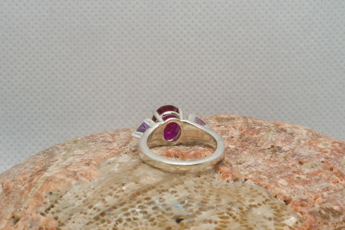 Amethyst Accented Ruby and Sterling Ring. - Etsy