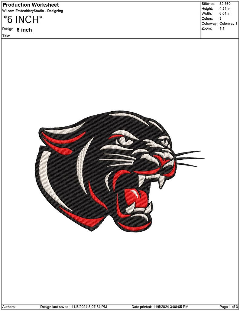 Panther Head Embroidery Design | Animal Machine Embroidery File ...