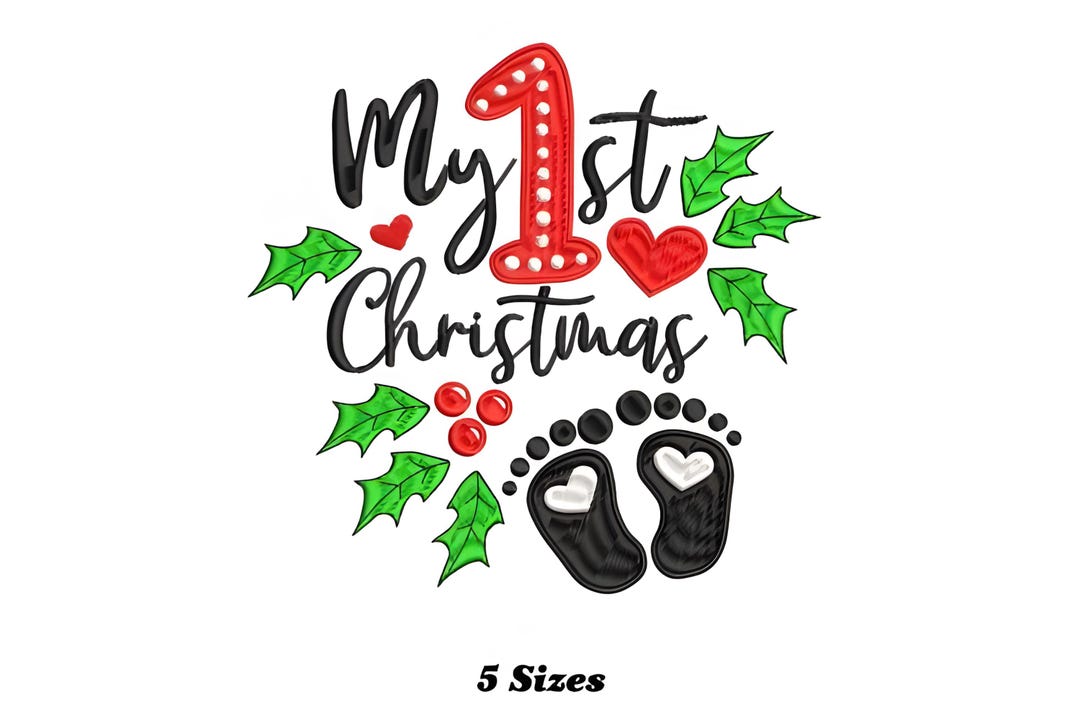 Christmas Embroidery Design | My First Christmas Baby Ornament ...