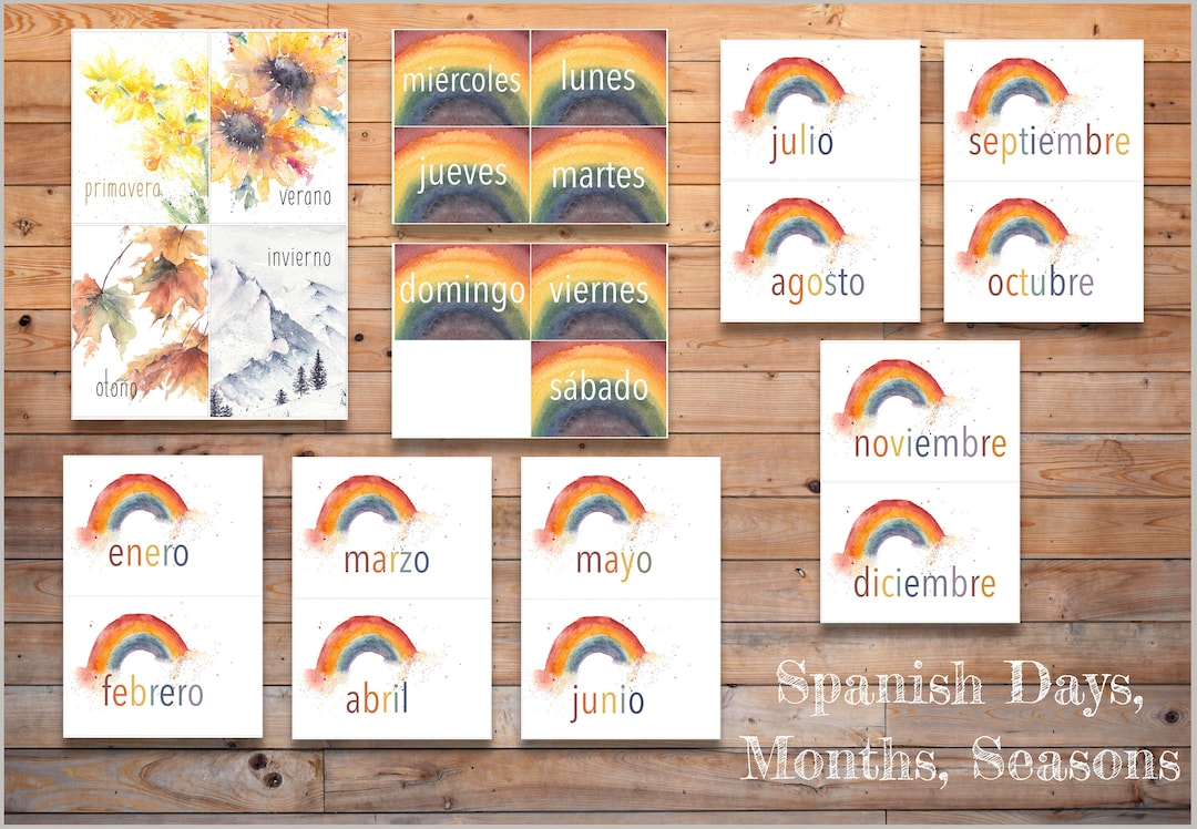 DIGITAL Spanish Days of the Week, Months, Seasons - Etsy