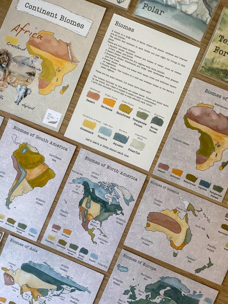 DIGITAL Continent Biomes Maps | Homeschool, Waldorf & Montessori ...