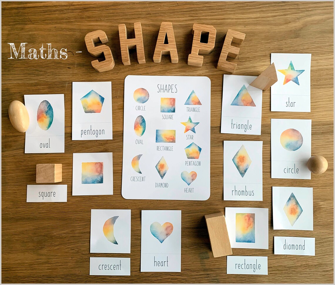 DIGITAL Shapes Poster and Match Set Montessori Materials - Etsy