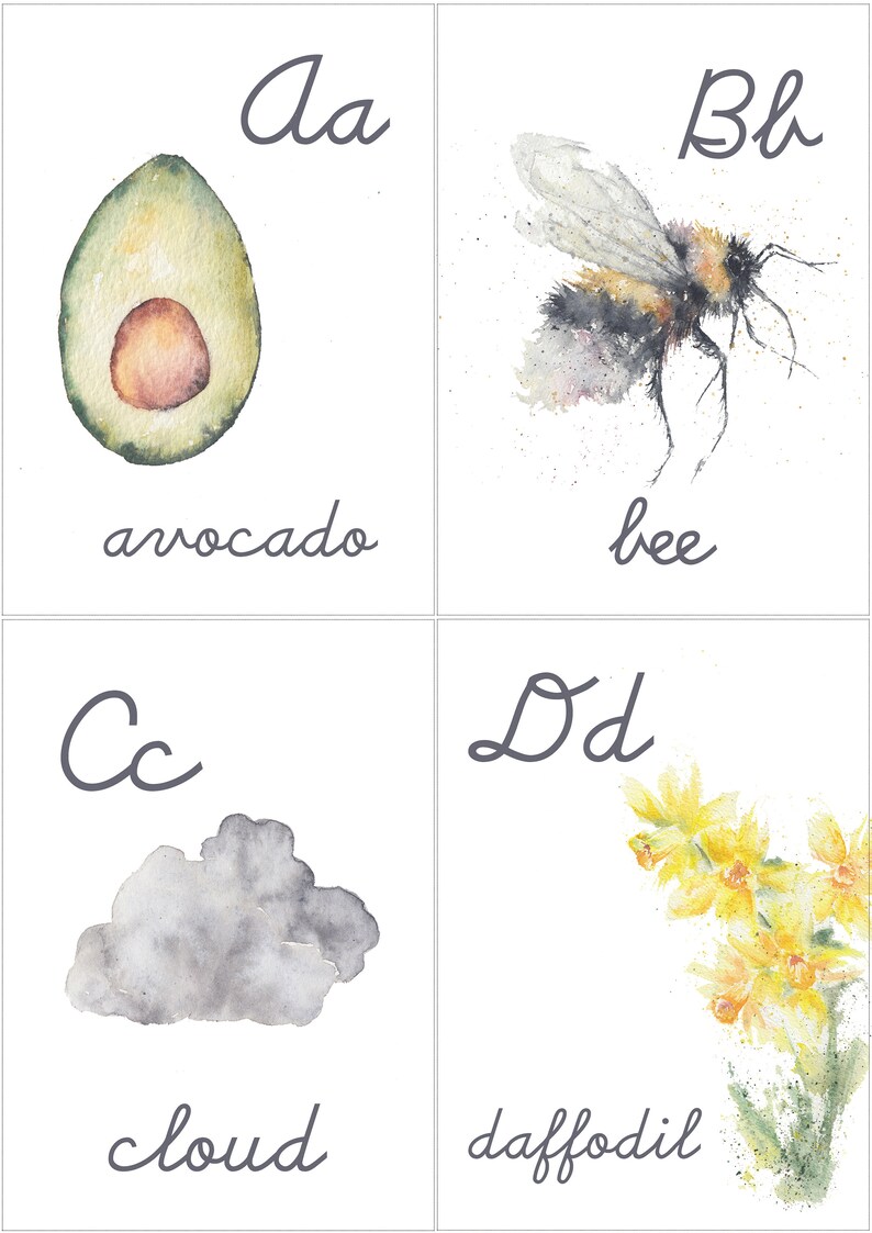 DIGITAL Cursive ABC Poster and Cards Montessori Materials - Etsy