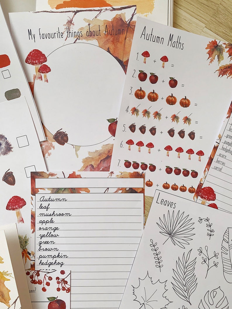 DIGITAL Autumn log nature journal montessori at home | Etsy