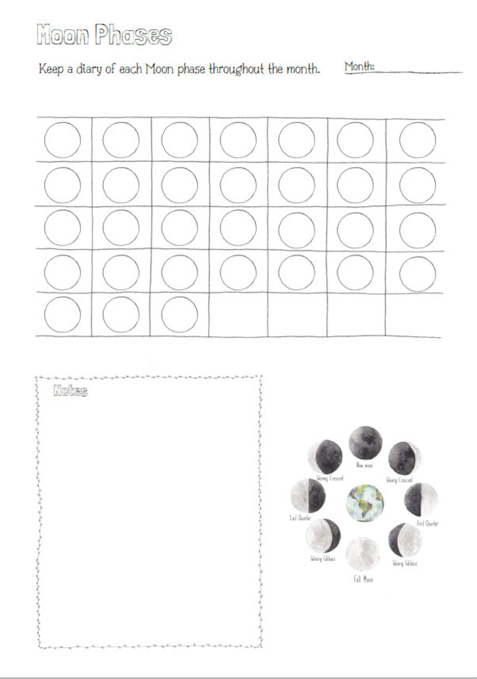 DIGITAL Moon Phases Educational Pack Montessori Materials - Etsy