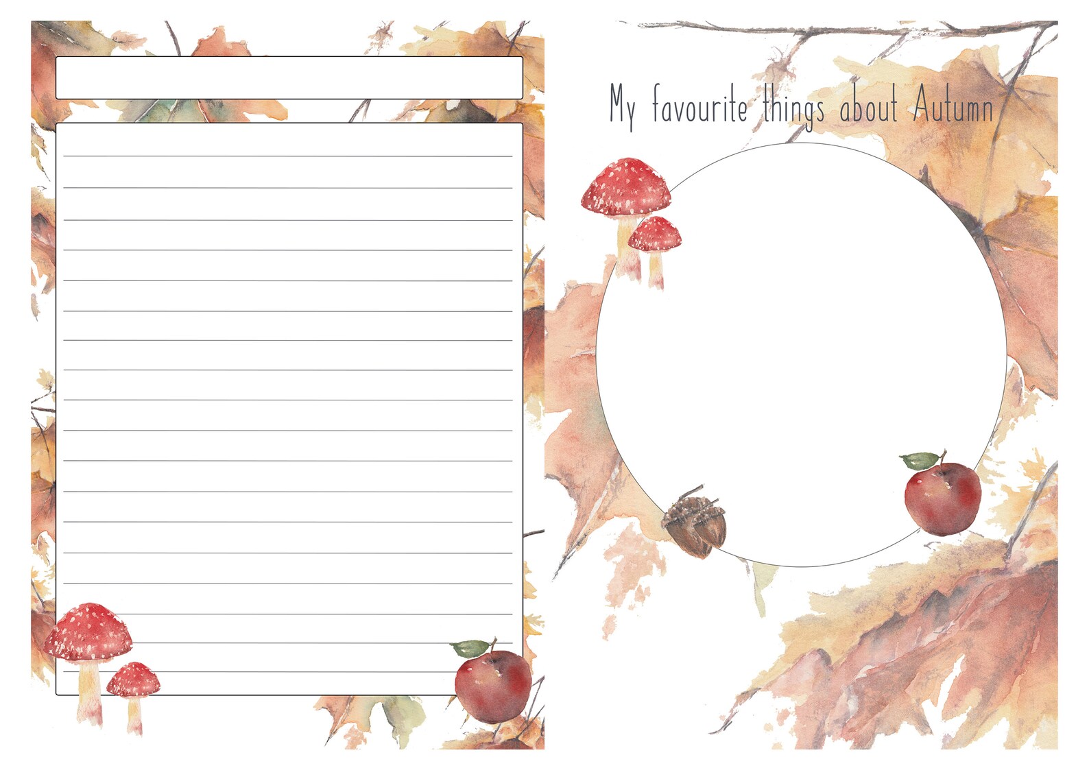 DIGITAL Autumn Log Nature Journal Montessori at Home | Etsy