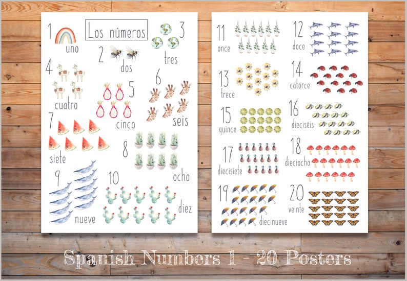 DIGITAL Spanish Numbers 1 20 Los Números Montessori | Etsy