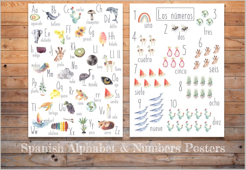 DIGITAL Spanish ABC and Numbers Posters Montessori Materials - Etsy