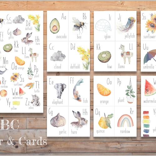 Nature Alphabet Cards ABC Flashcards Montessori Alphabet - Etsy